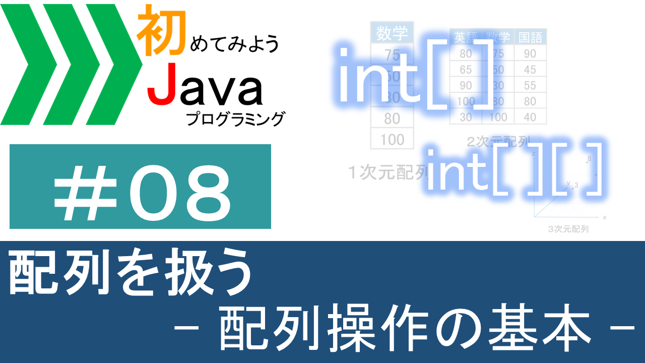 Youtube版【初めてみようJava(8)】配列を扱う―配列操作の基本― | javalife